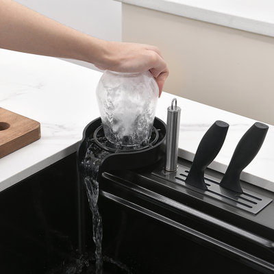Lefton 304 Stainless Steel Waterfall Kitchen Sink Set with Temperature ...