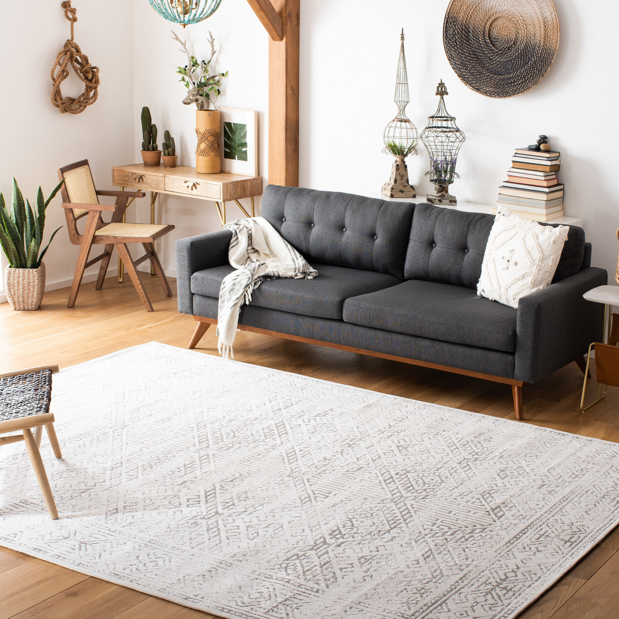 Foundry Select Meidinger Southwestern Handmade Flatweave Grey/White ...