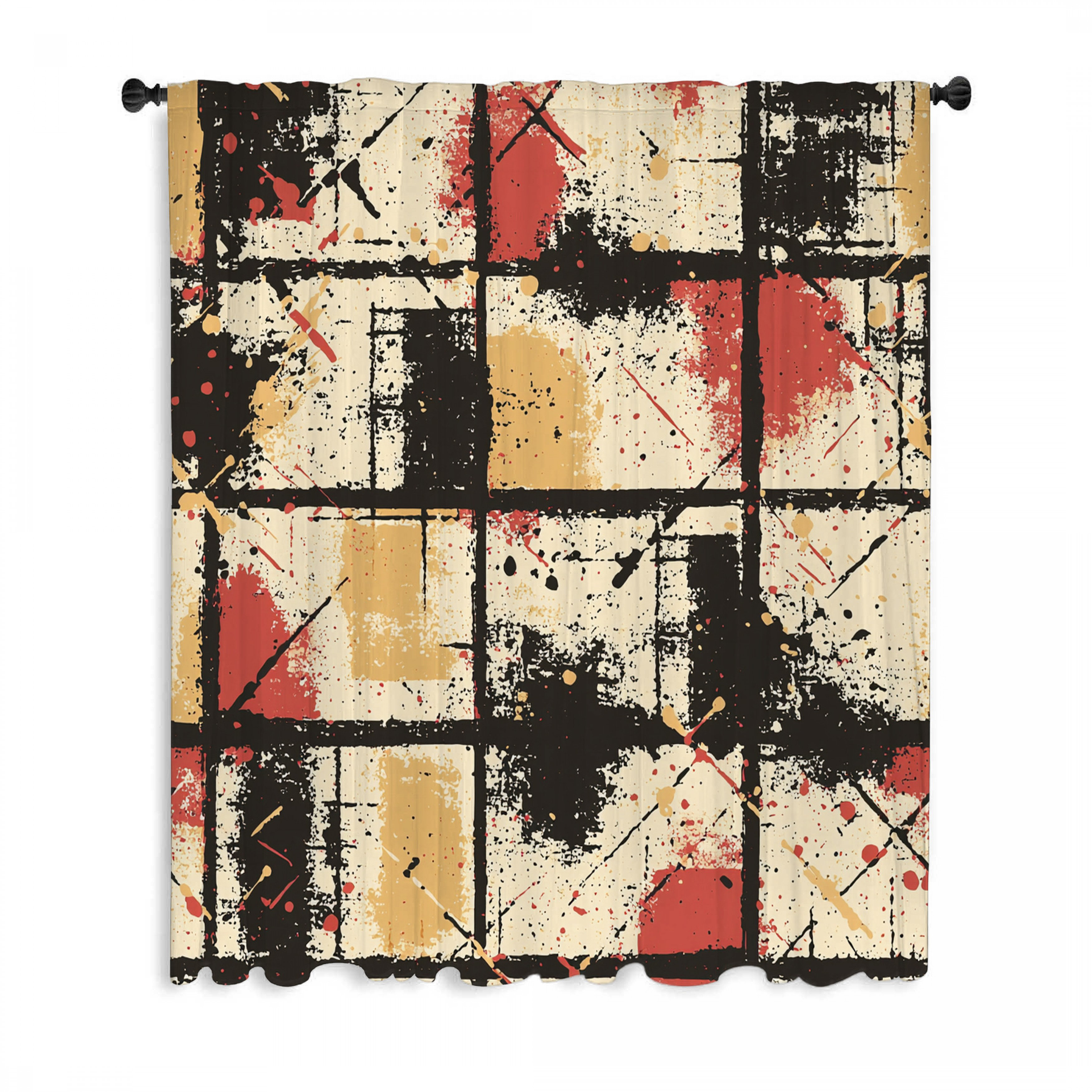 Dakota Fields Grunge Square Window Curtains, Abstract Blockout & Sheer ...