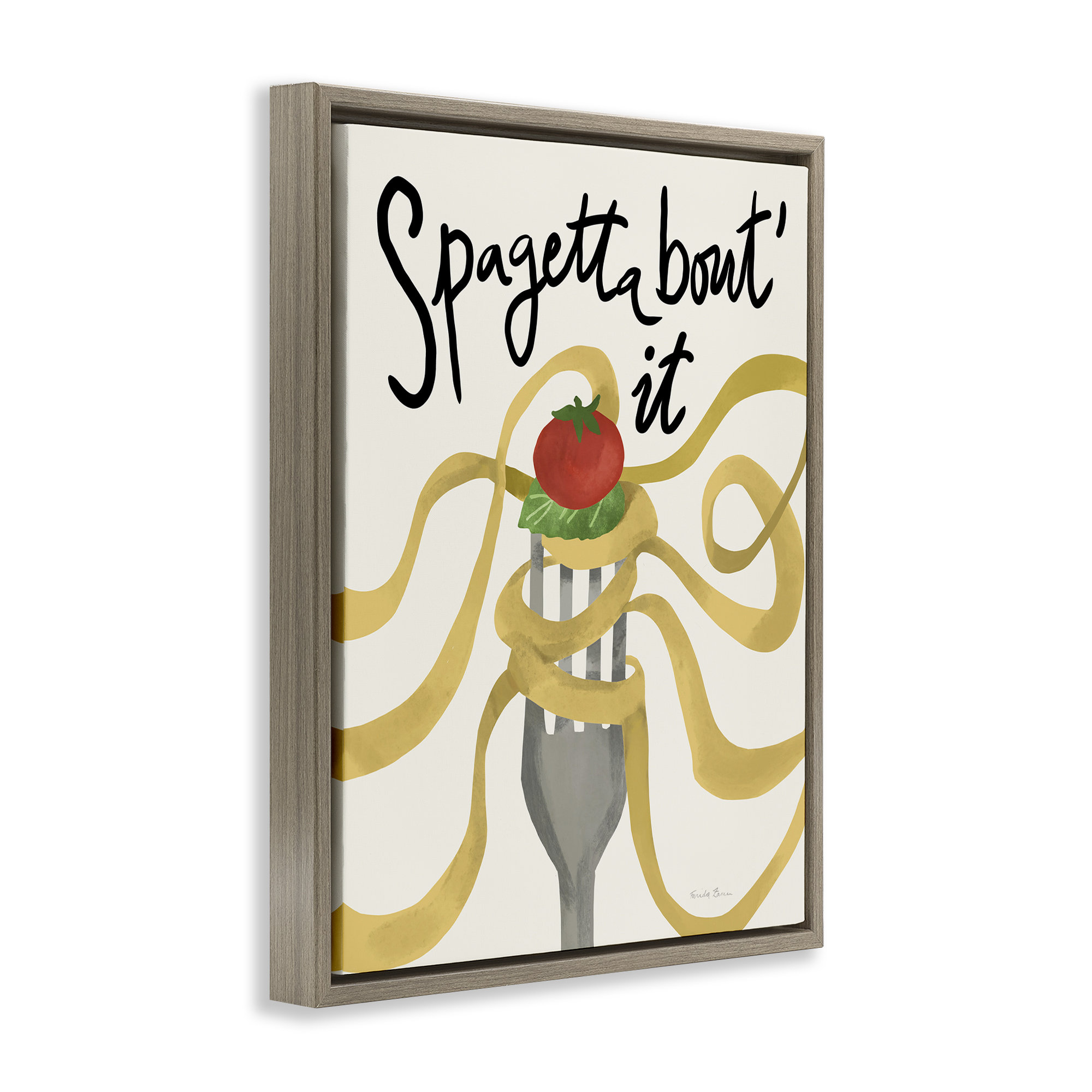 Trinx Funny Spaghetti Phrase Framed Floater Canvas Wall Art by Farida ...