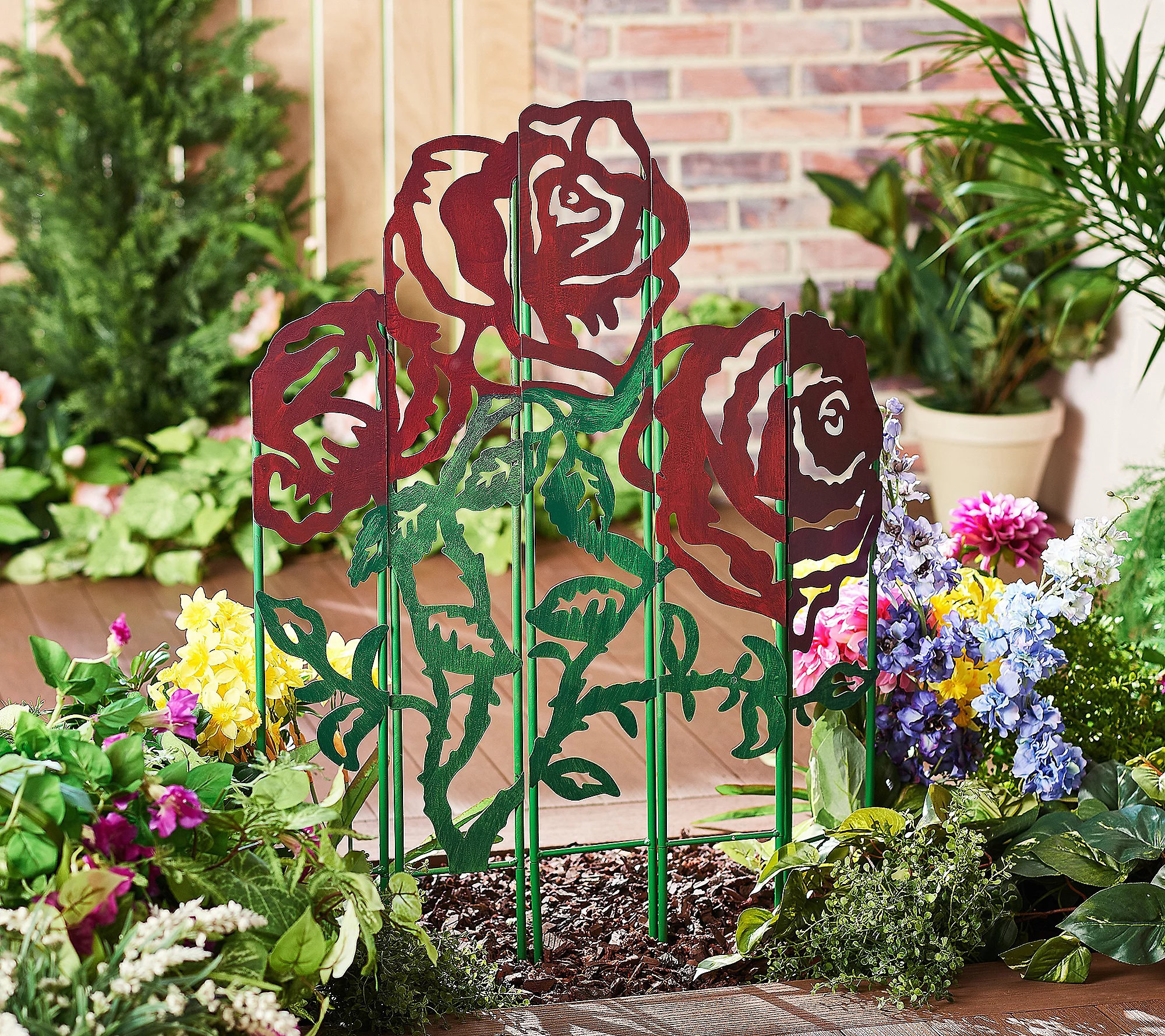 VivaTerra Metal 5 Panel Garden Stake, Rose | Perigold