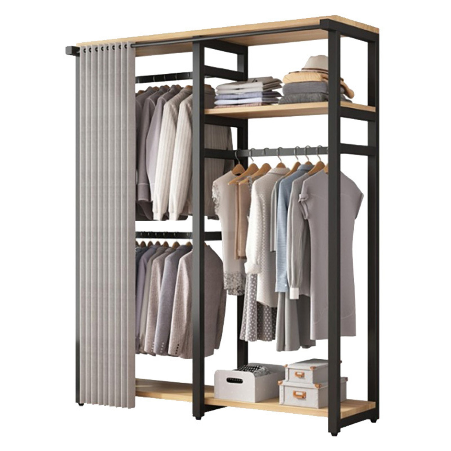 GUCHENG Wardrobe Steel Frame Structure Simple Assembly Cloth Wardrobe ...