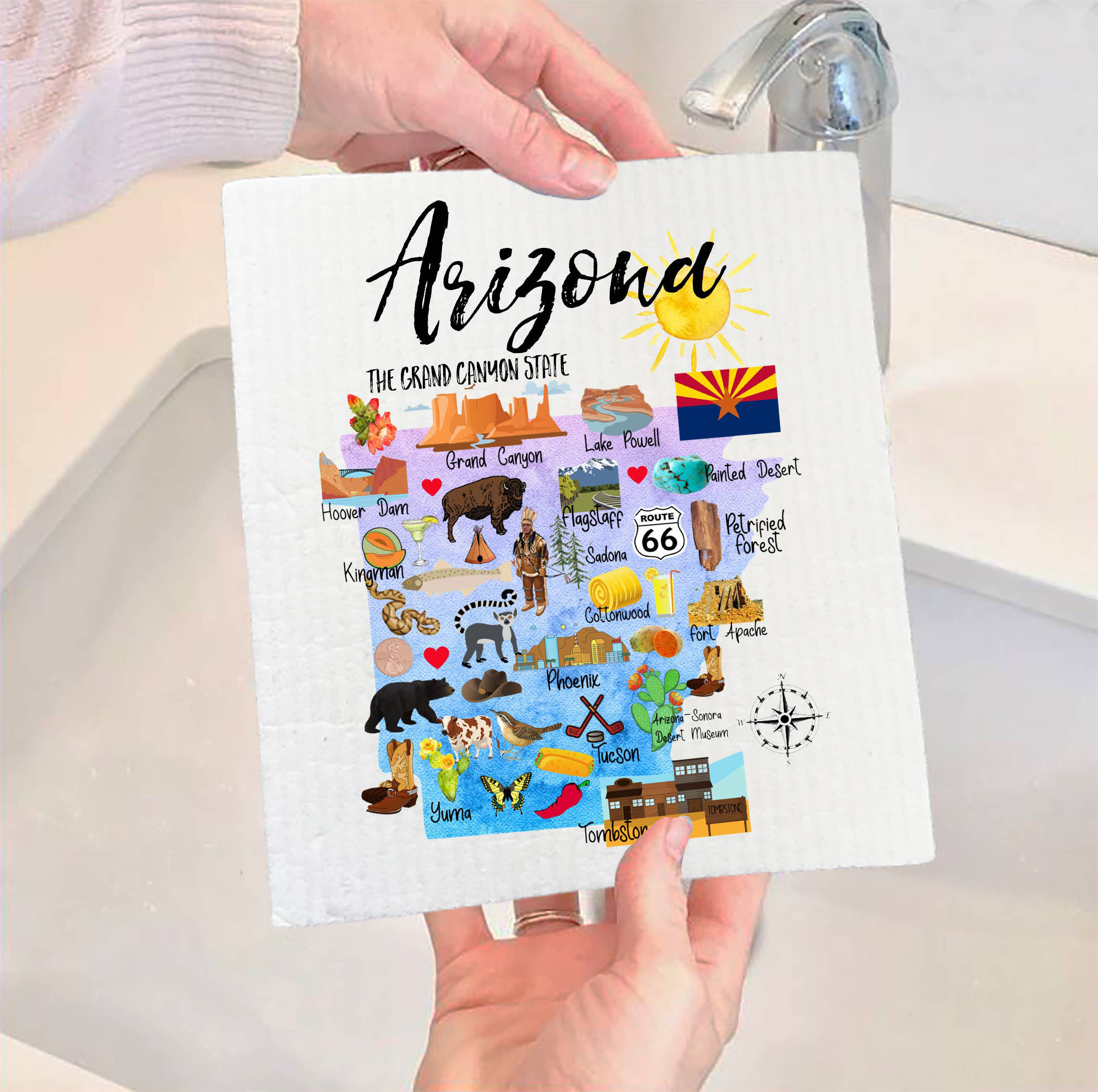 Trinx Arizona State Map Souvenir SWEDISH DISH CLOTH ( Set Of 2 ...