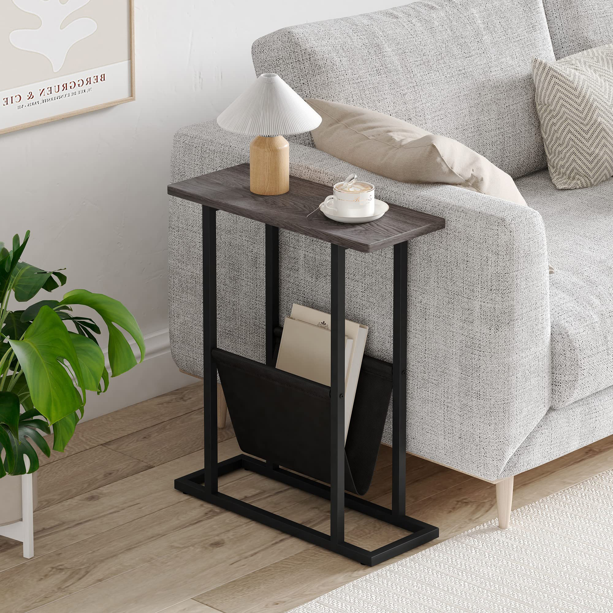 Wrought Studio™ 17.7 Inch Ultra-Thin Metal Side Table With Storage ...