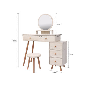 George Oliver Haboon Elegant and Delicate Wooden Vanities with Drawers ...