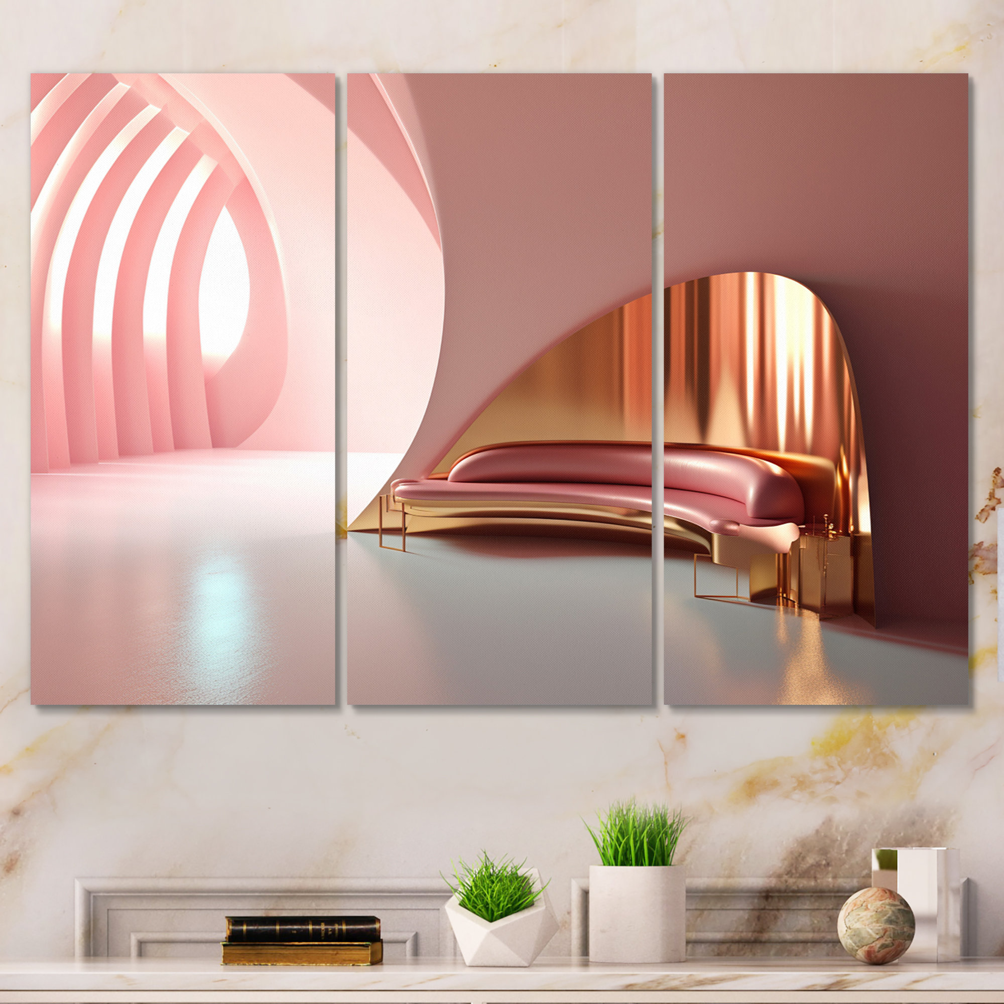 Design Art Future Minimal Architecture Vintage Pink Gold VI ...