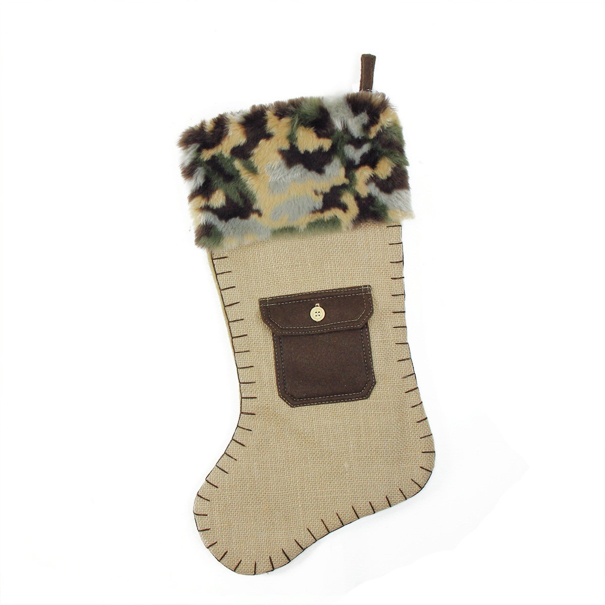 Northlight Seasonal 20.5" Green and Brown Pocket Christmas Stocking ...