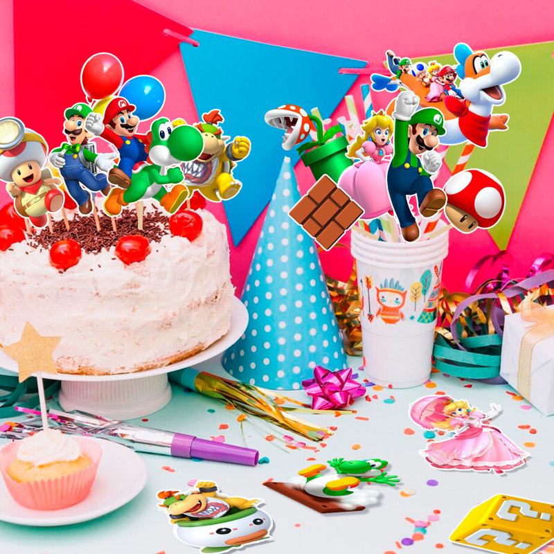 Dakota Fields Super Mario Party Decorations Photo Props with Stick ...