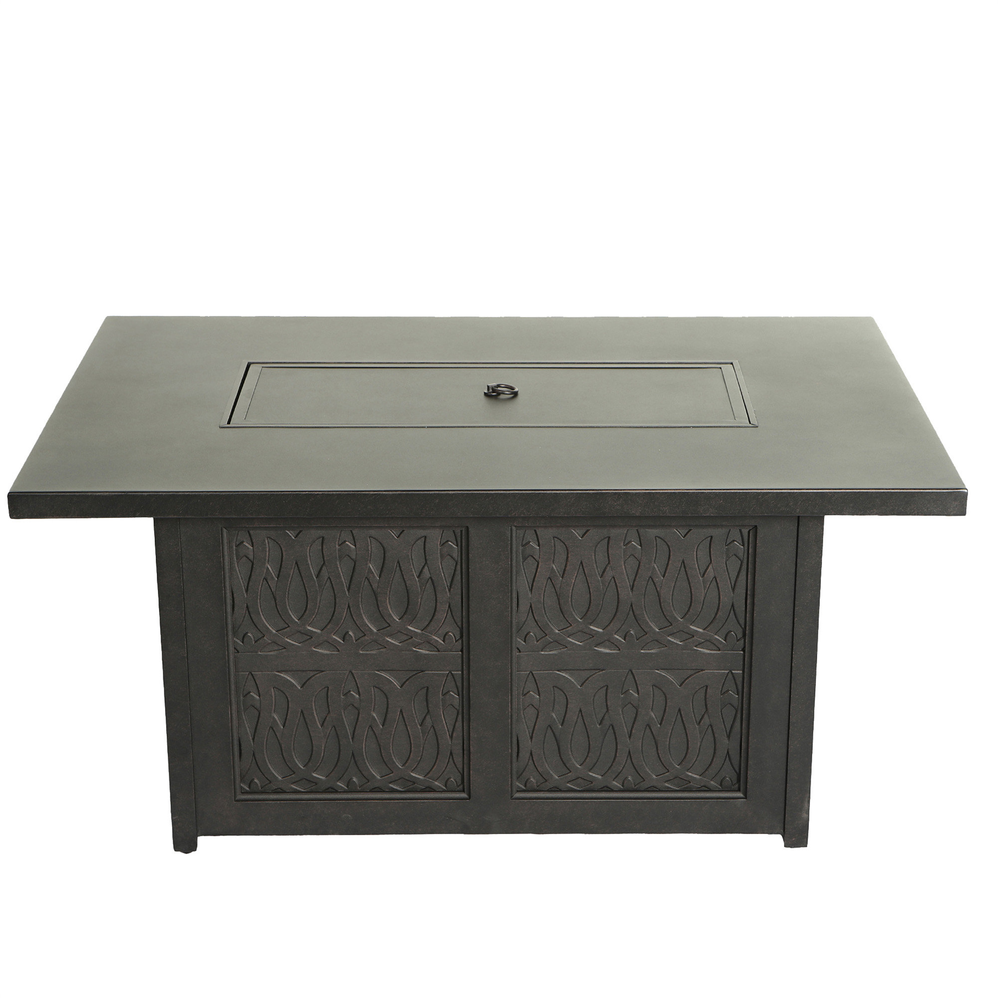 Latitude Run® Aluminum 50X32" Rectangle Fire Table W/ Fire Glass And ...
