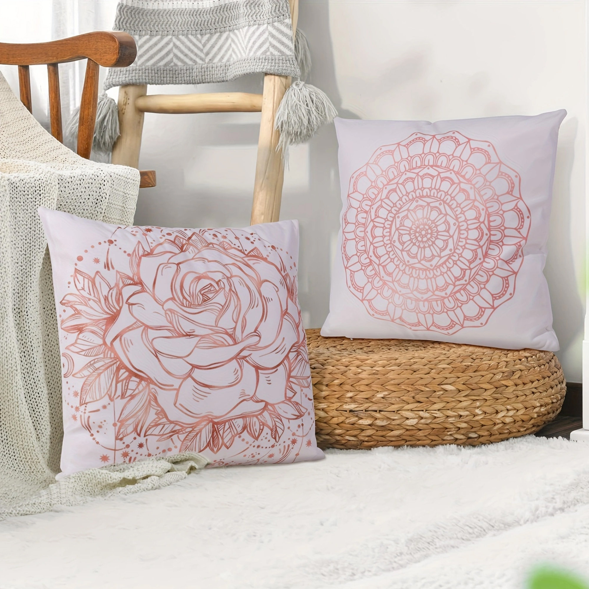 HOSSEJOY Pink geometric home pillow case, pink pattern pillowcase | Wayfair