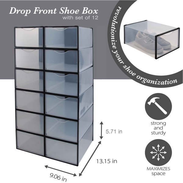 Rebrilliant 12 Pair Stackable Shoe Storage Box | Wayfair