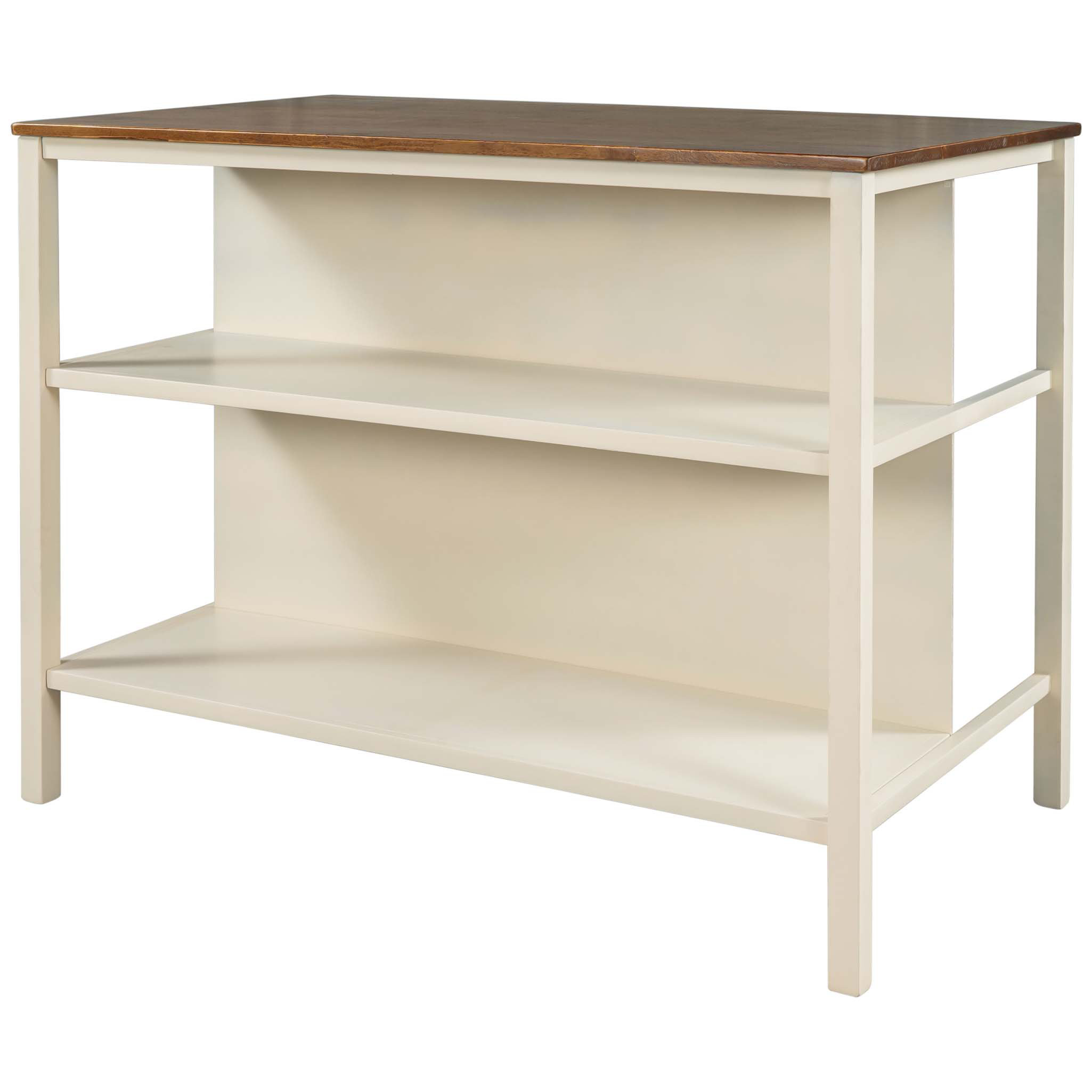 Gracie Oaks Solid Wood Rustic 45" Stationary Kitchen Island, Rubber ...