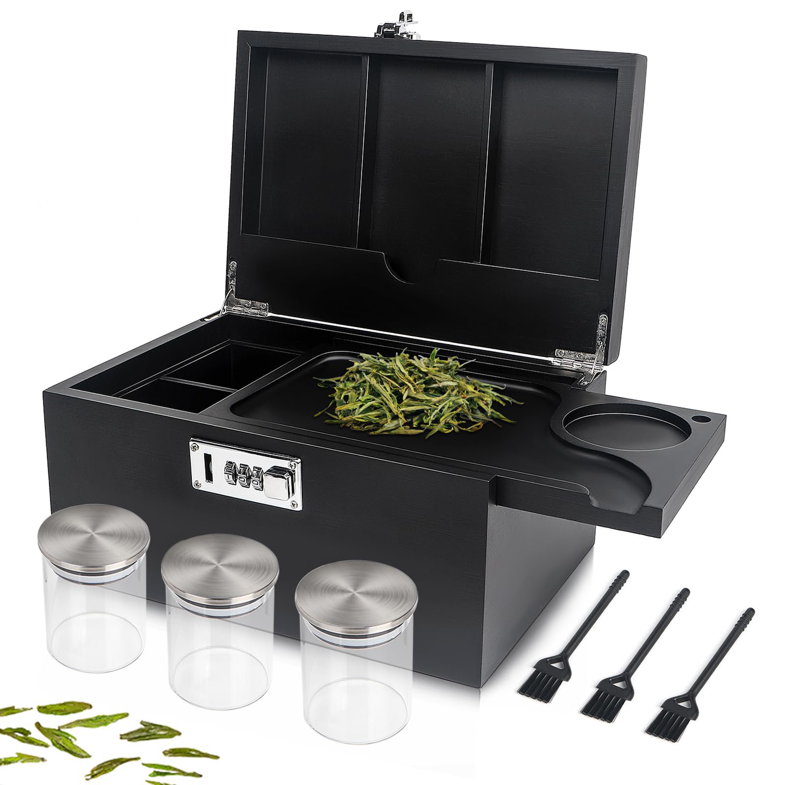 Latitude Run® Large Storage Box With Removable Slide-Out Tray,Bamboo ...