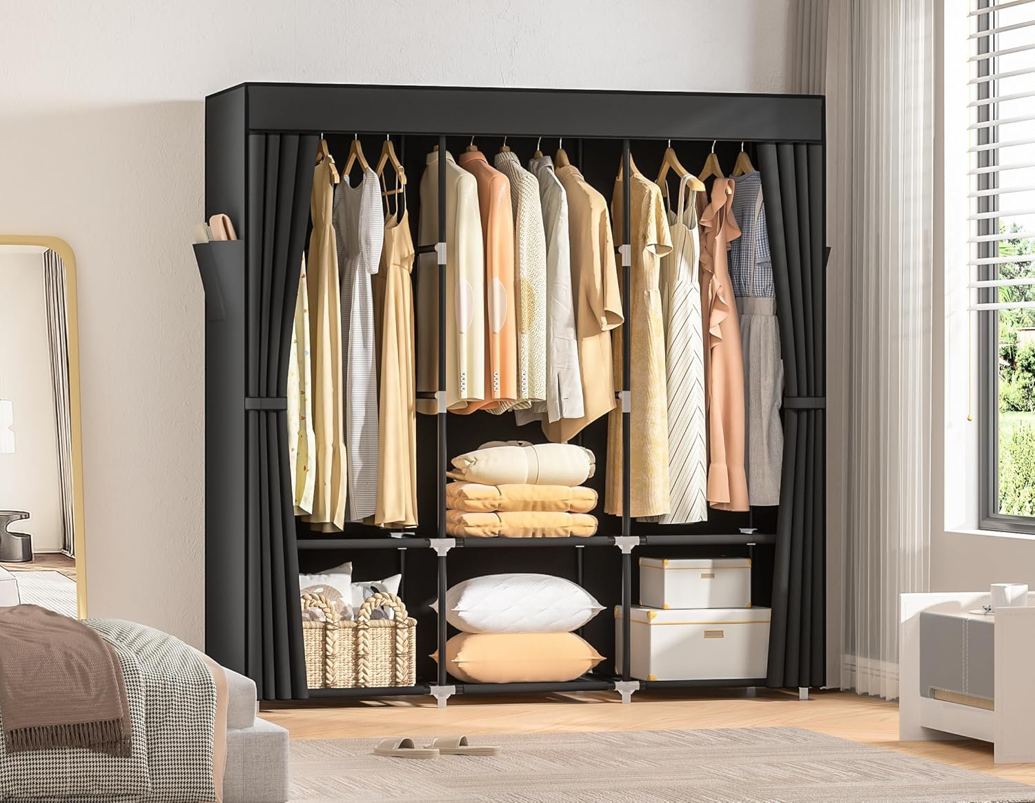 Rebrilliant Wardrobe Closet,Portable Closets For Hanging Clothes,Free ...