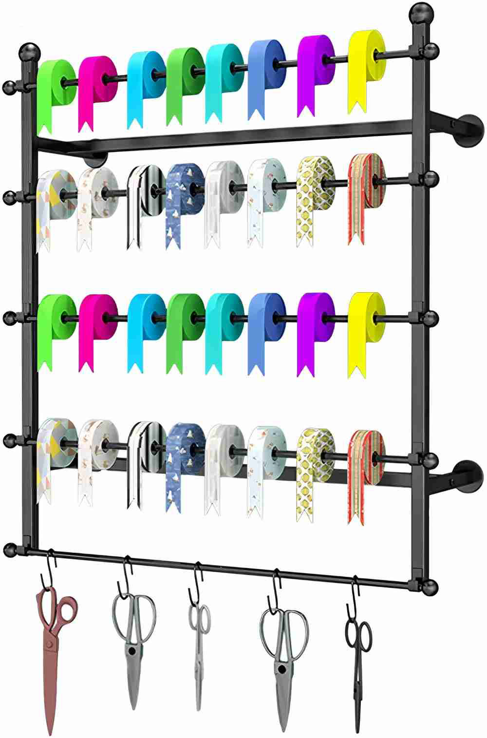 Latitude Run® Wall Mounted Ribbon Rack, 5Tier Multifunctional Display ...