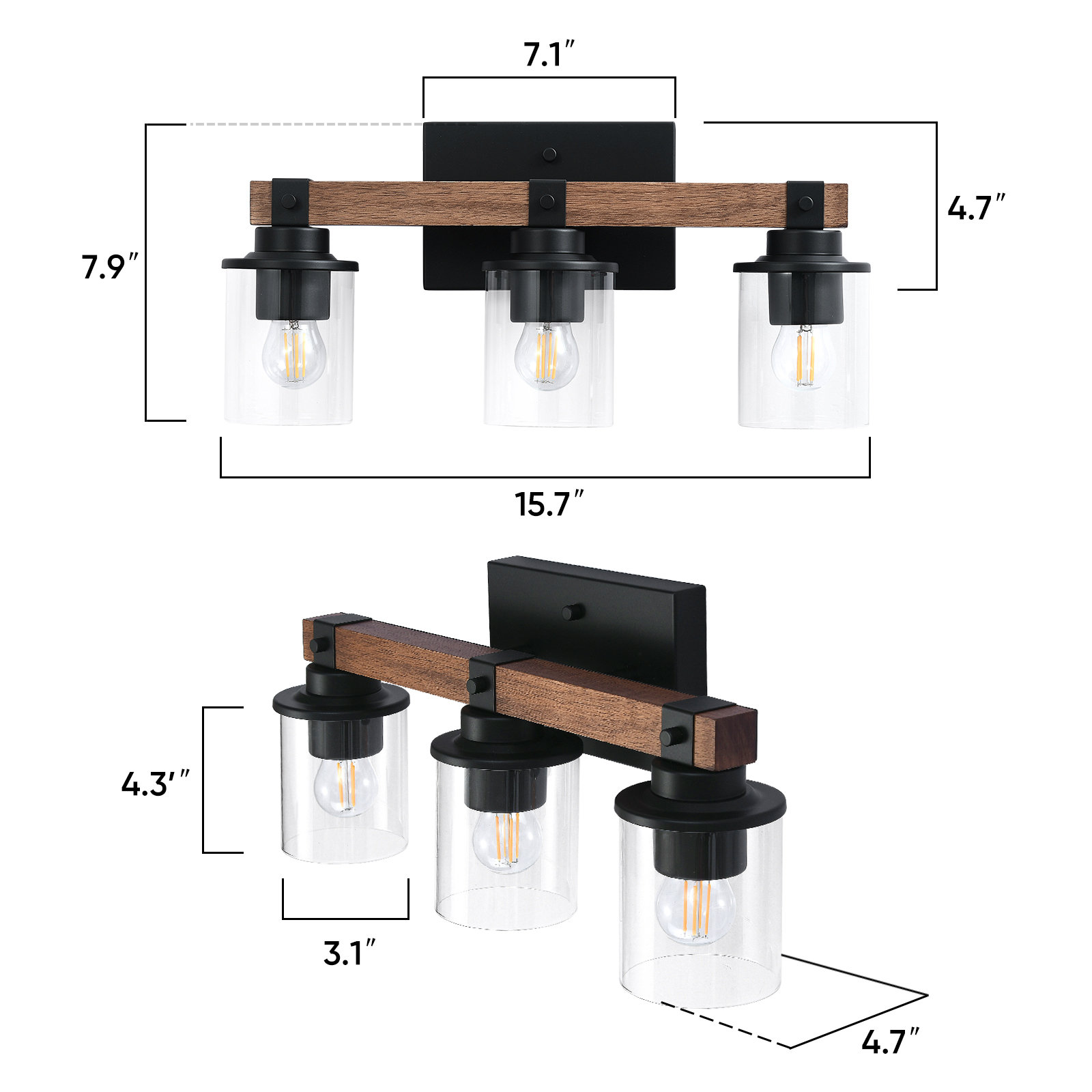 17 Stories Rheata Dimmable Modern Farmhouse Wood Vanity Light - Wayfair ...