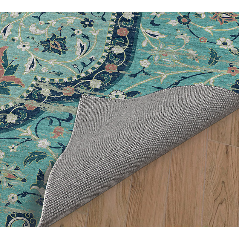 Charlton Home® Jayme Performance Teal/Blue/Ivory Rug | Wayfair