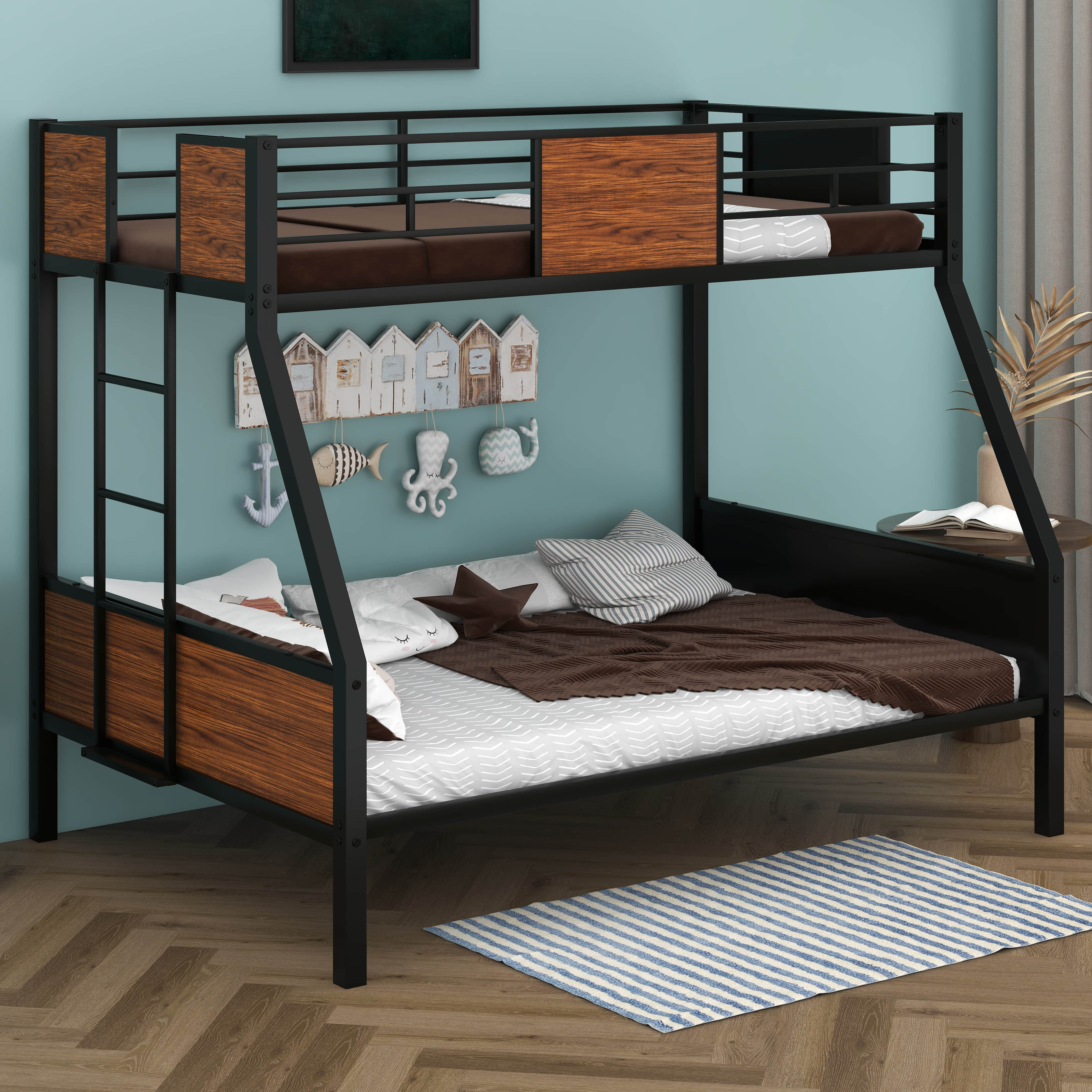 Mason & Marbles Emi Twin-over-full bunk bed modern style steel frame ...