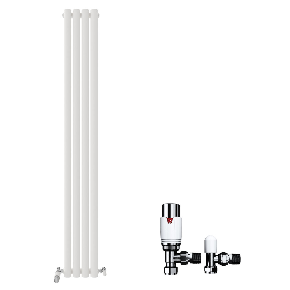 iBathUK Princia Vertical Single Oval Panel Radiator Angled Valve ...
