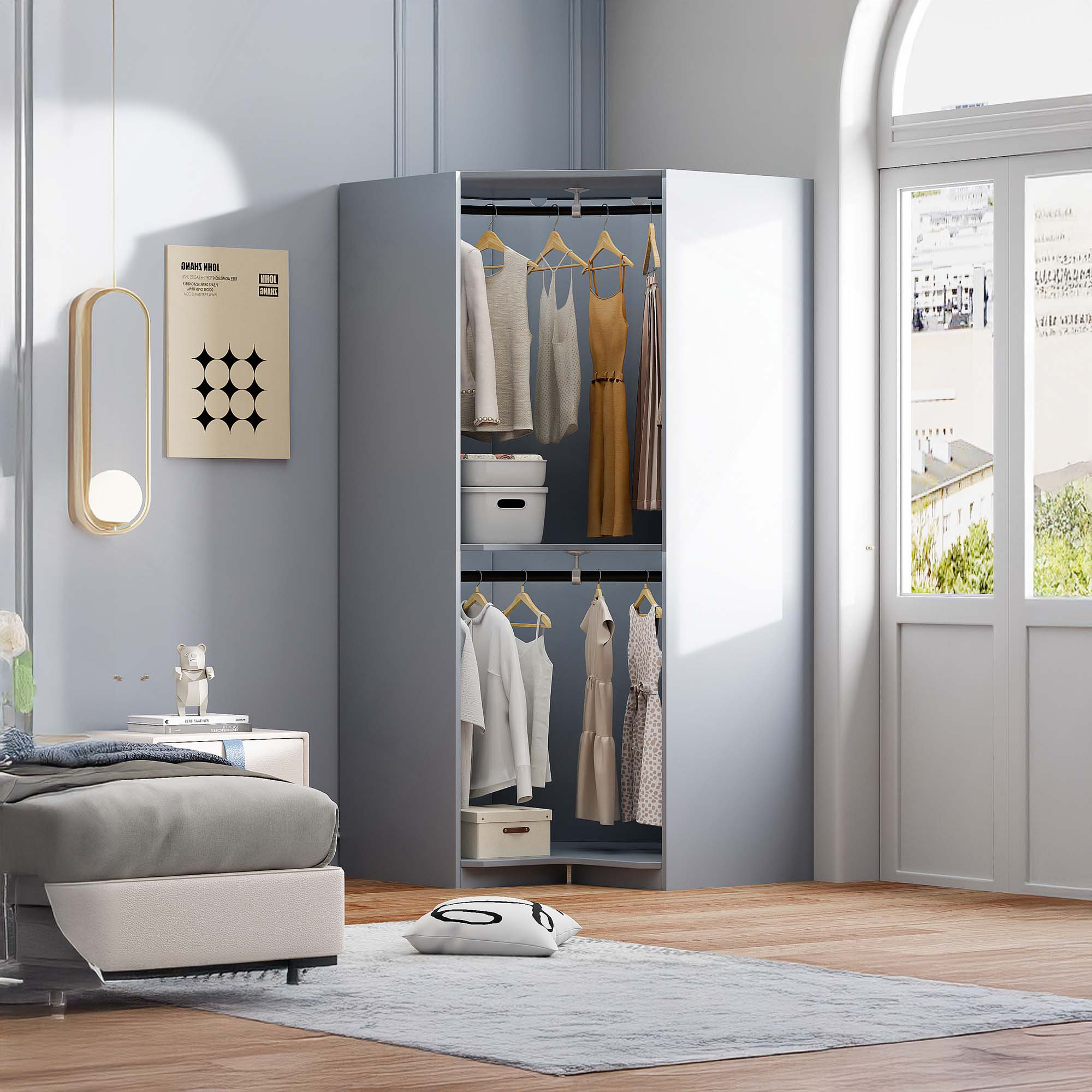 Ebern Designs Polygon Corner Wardrobe - Wayfair Canada