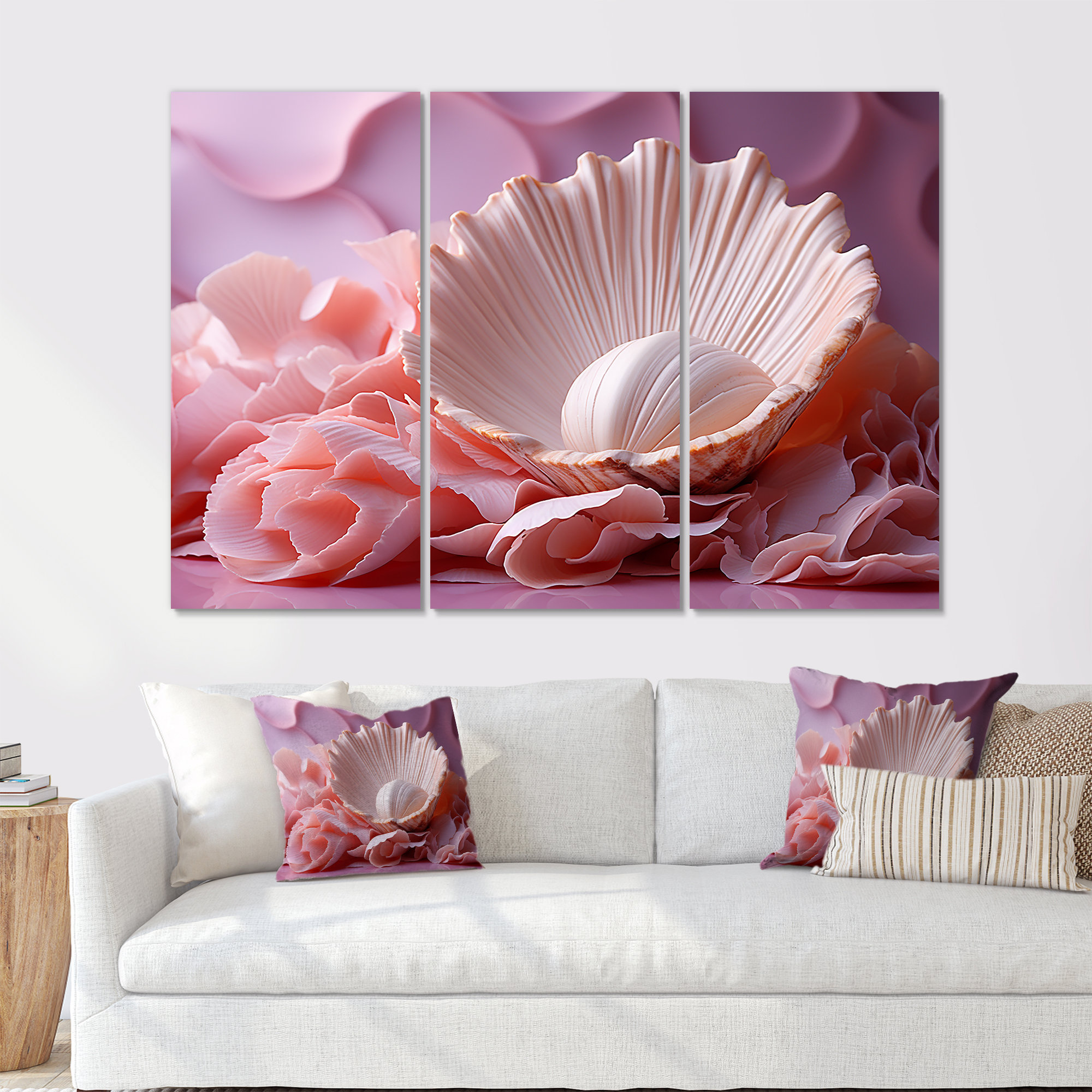 Dovecove Romanticism Seashells II - Seashell Canvas Wall Art Set | Wayfair