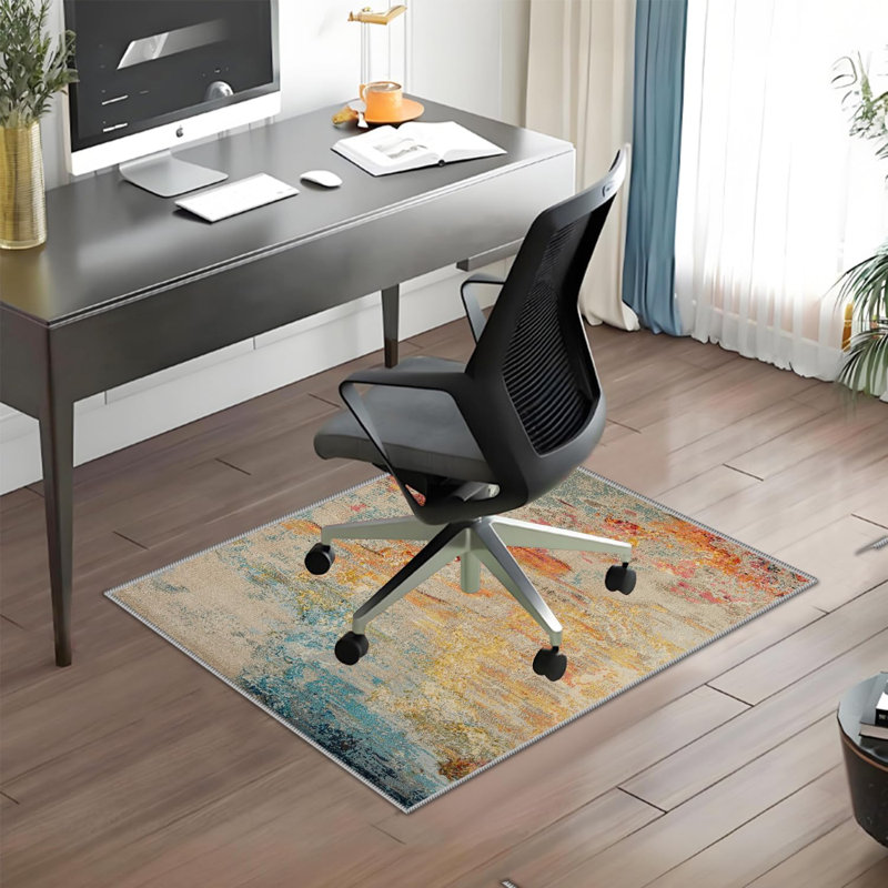 BETOFUL Abstract Washable Desk Throw Rug for Rolling Chair Non-Slip ...