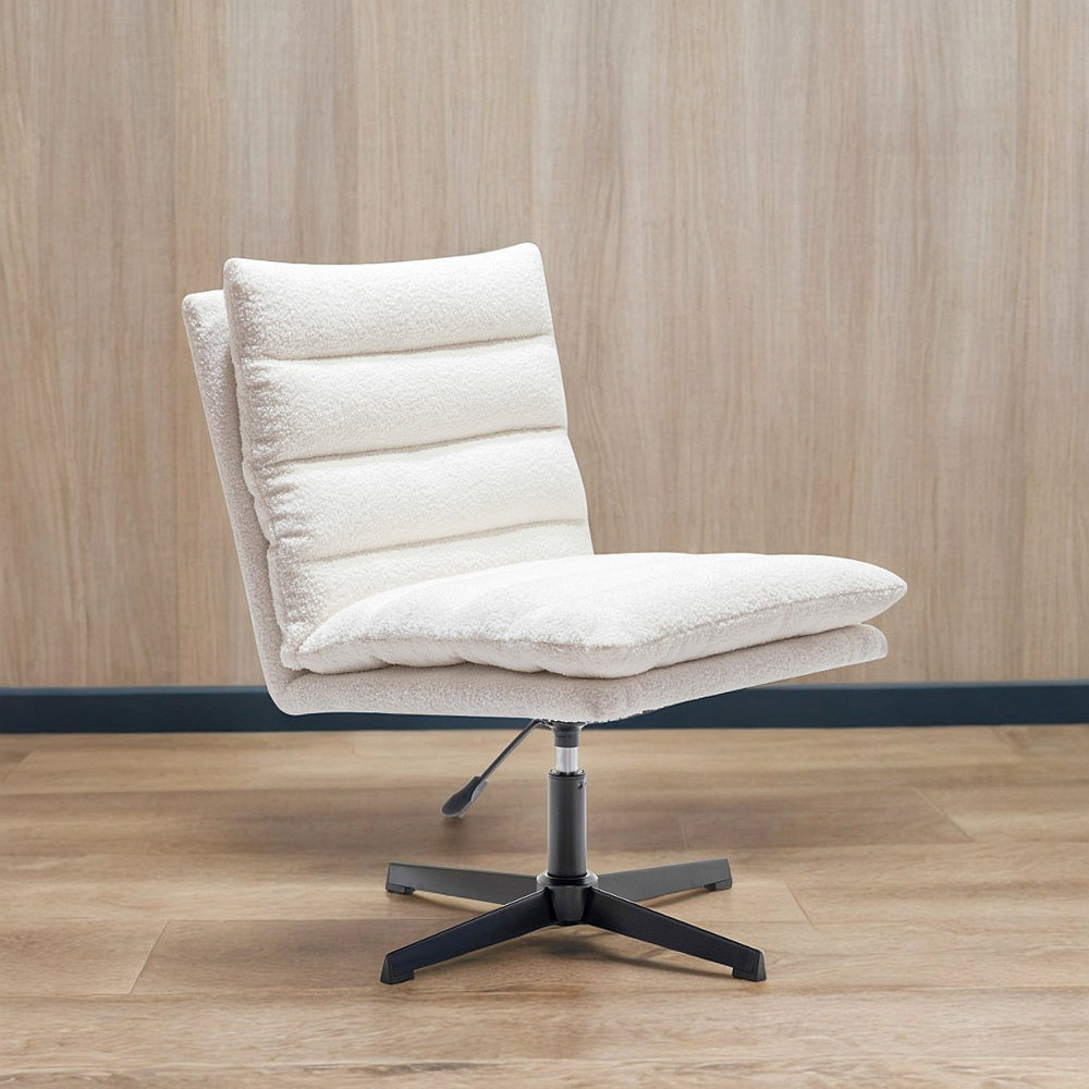 Winston Porter Teddy Fabric 360° Swivel Accent Chair, Cross Legged ...