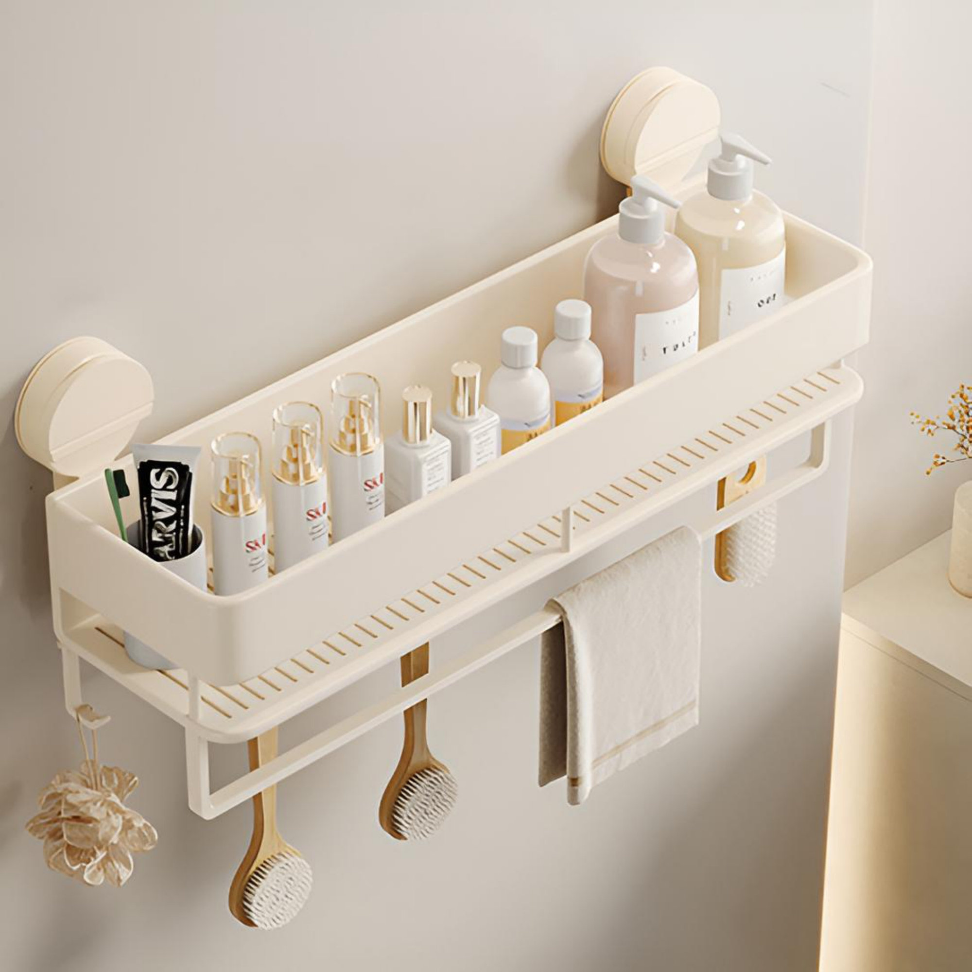 Rebrilliant Non Perforated Suction Cup Storage Rack, Bathroom And ...