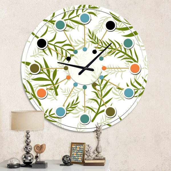 East Urban Home Tropical Botanicals I - Mid-Century Modern wall clock ...