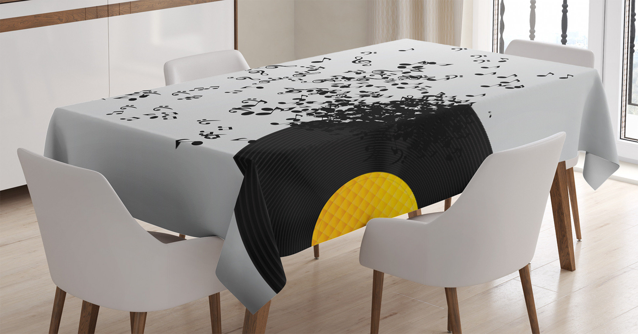 East Urban Home Music Tablecloth, Abstract Design Flying Music Notes ...