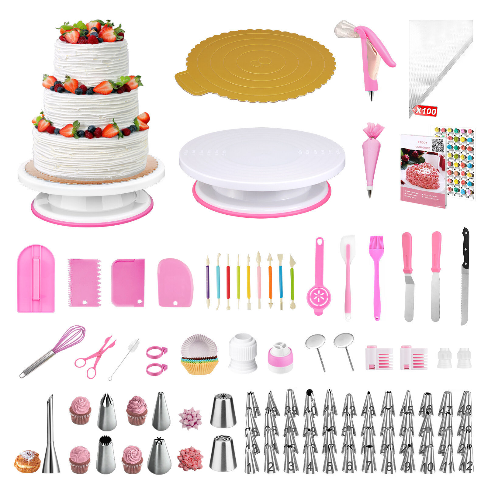 RAFOW 290pcs Cake Decorating Supplies Cake Decorating Kit Cake Baking ...