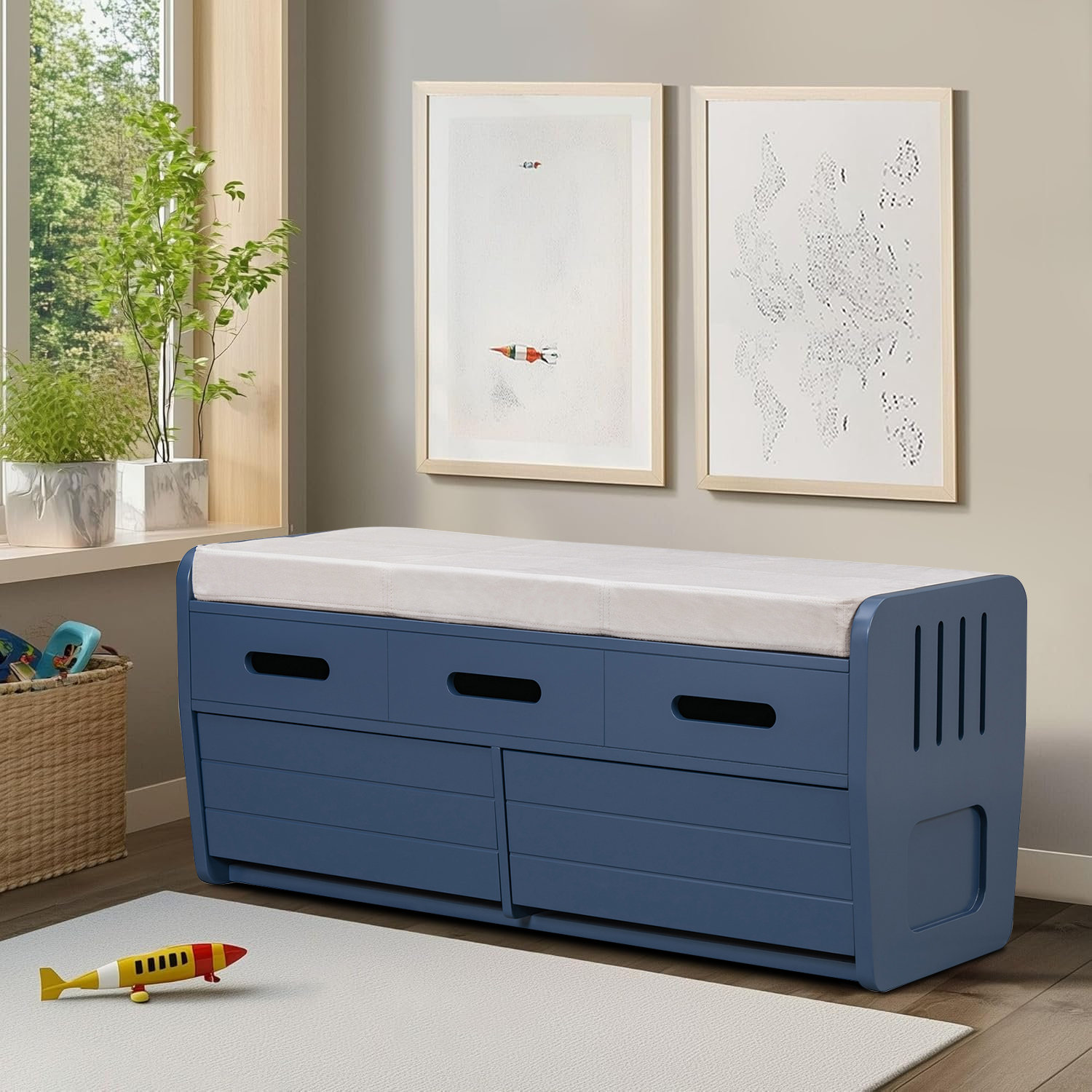Lark Manor Modern Classic Wooden Storage Bench with Removable Seat ...
