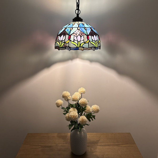 Fleur De Lis Living Kleist Tiffany Pendant Lighting Blue Purple Stained ...