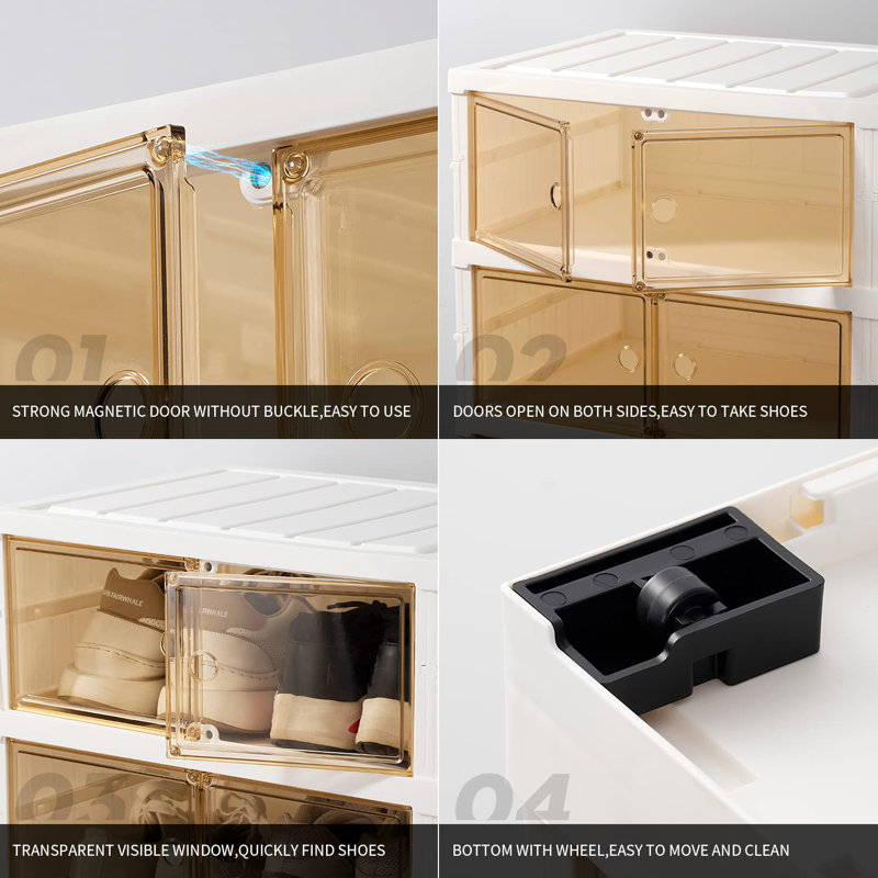 Rebrilliant 24 Pair Stackable Shoe Storage Cabinet | Wayfair