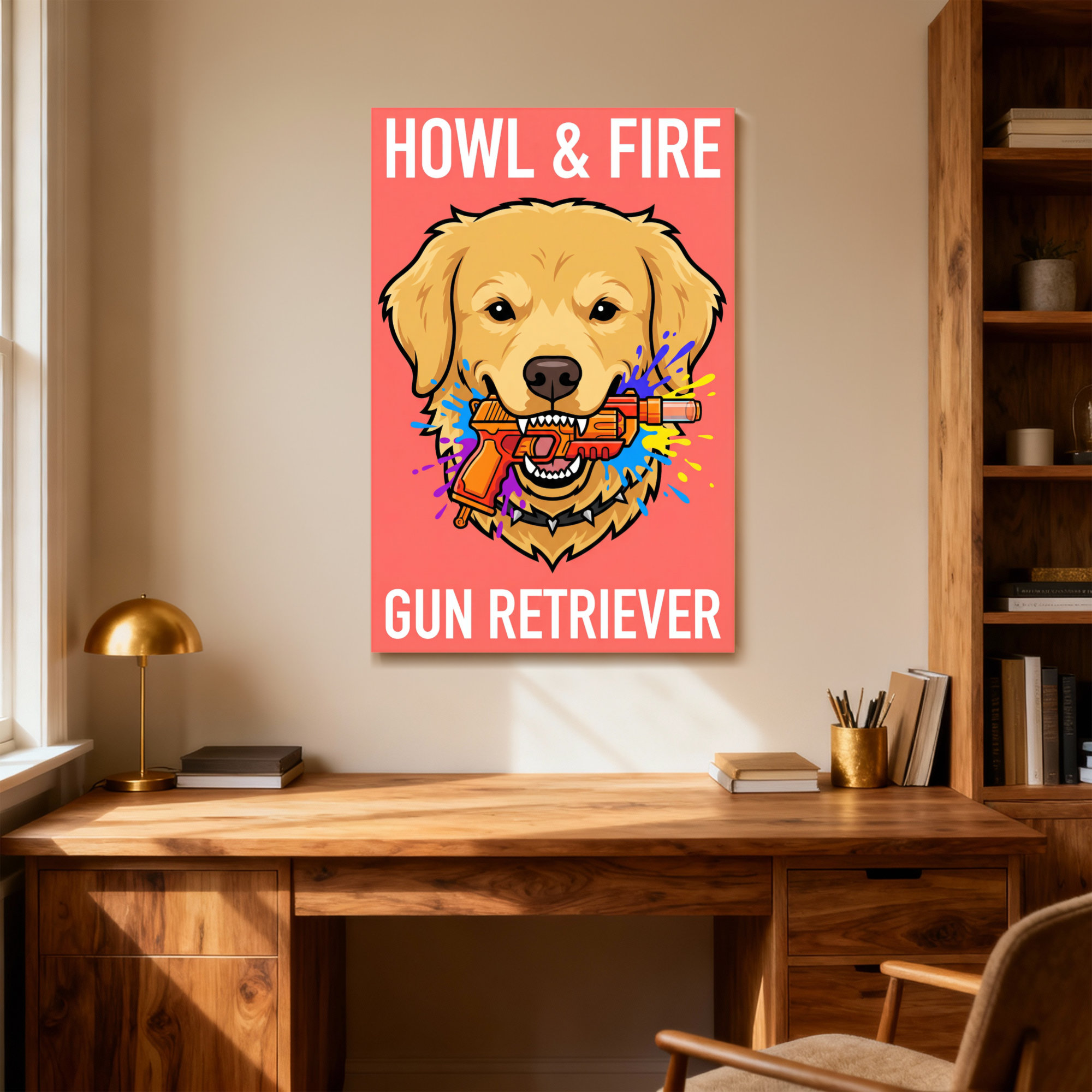 Astoria Grand Animals Howl And Fire Gun Retriever Dog Art | Wayfair