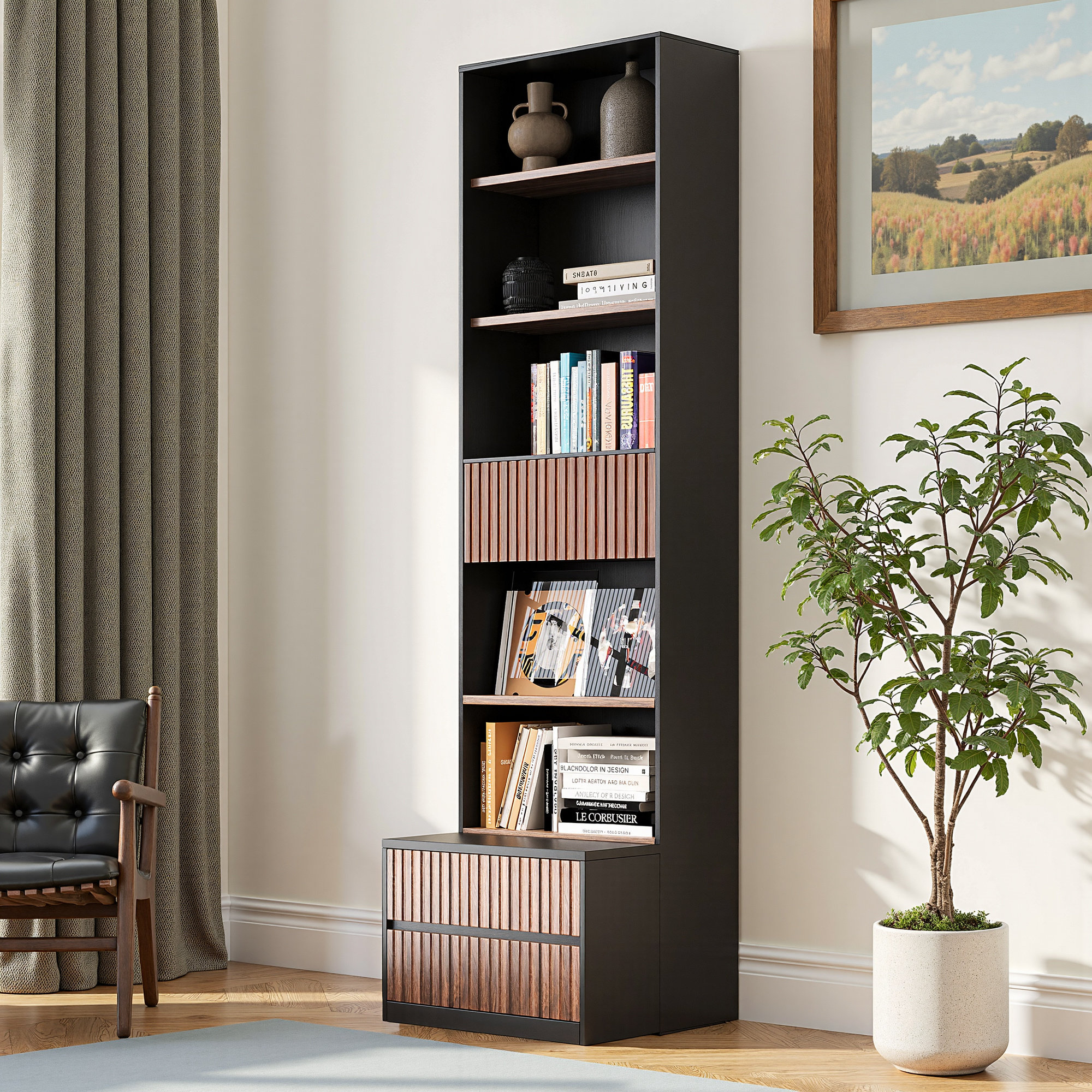 Latitude Run® Modern 5-Tier Bookcase With Open Storage And Removable ...