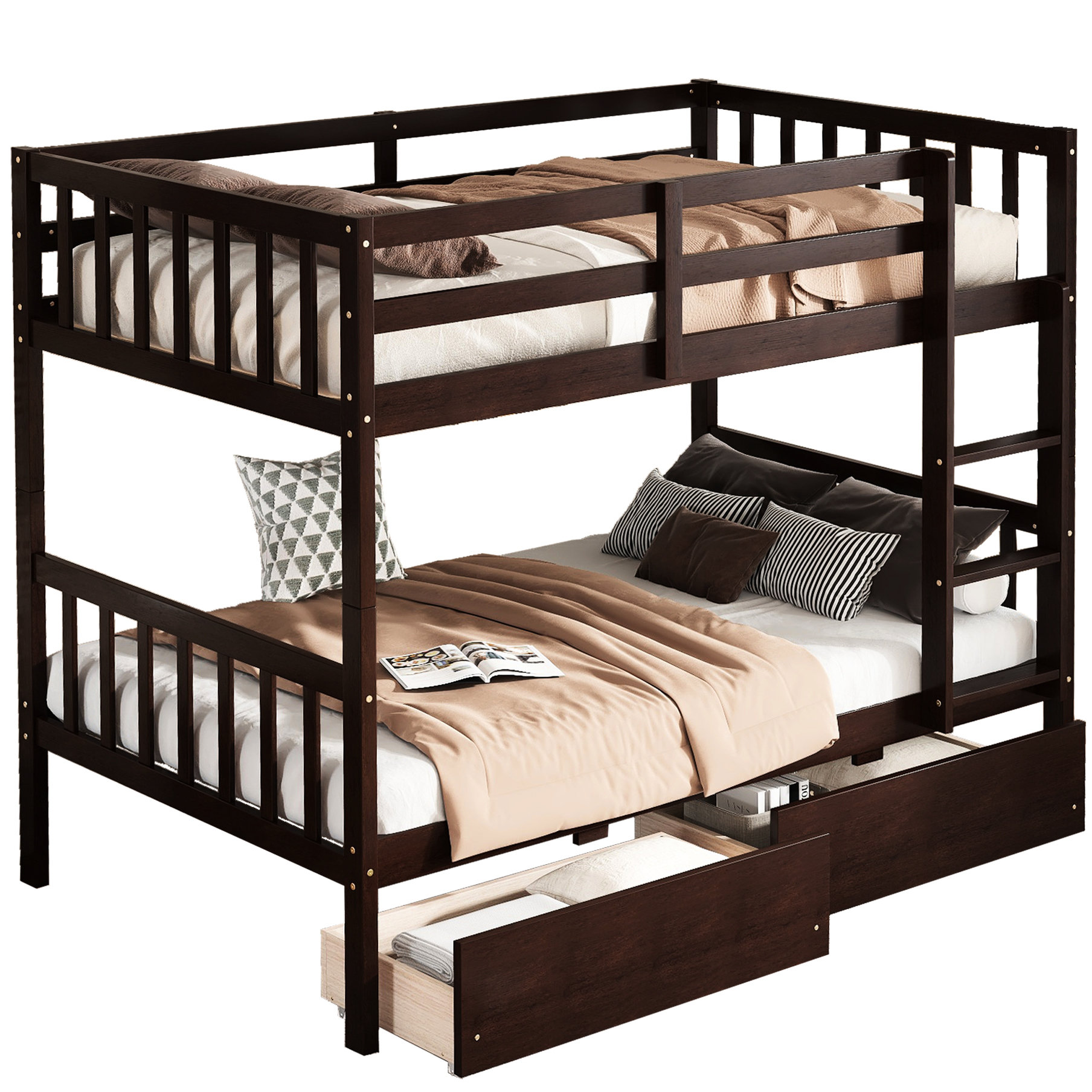 Latitude Run® Rubber Wood Twin Over Bunk Bed With Convertible Function ...