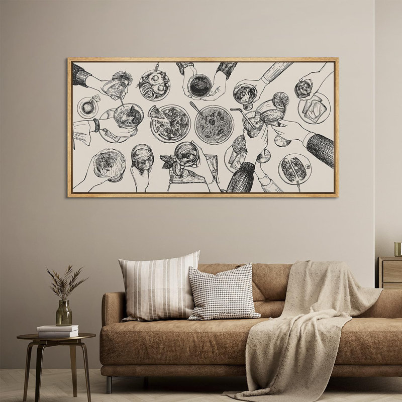 IDEA4WALL Kitchen Food Culinary Gathering Pen-and-Ink Food And Drinks ...