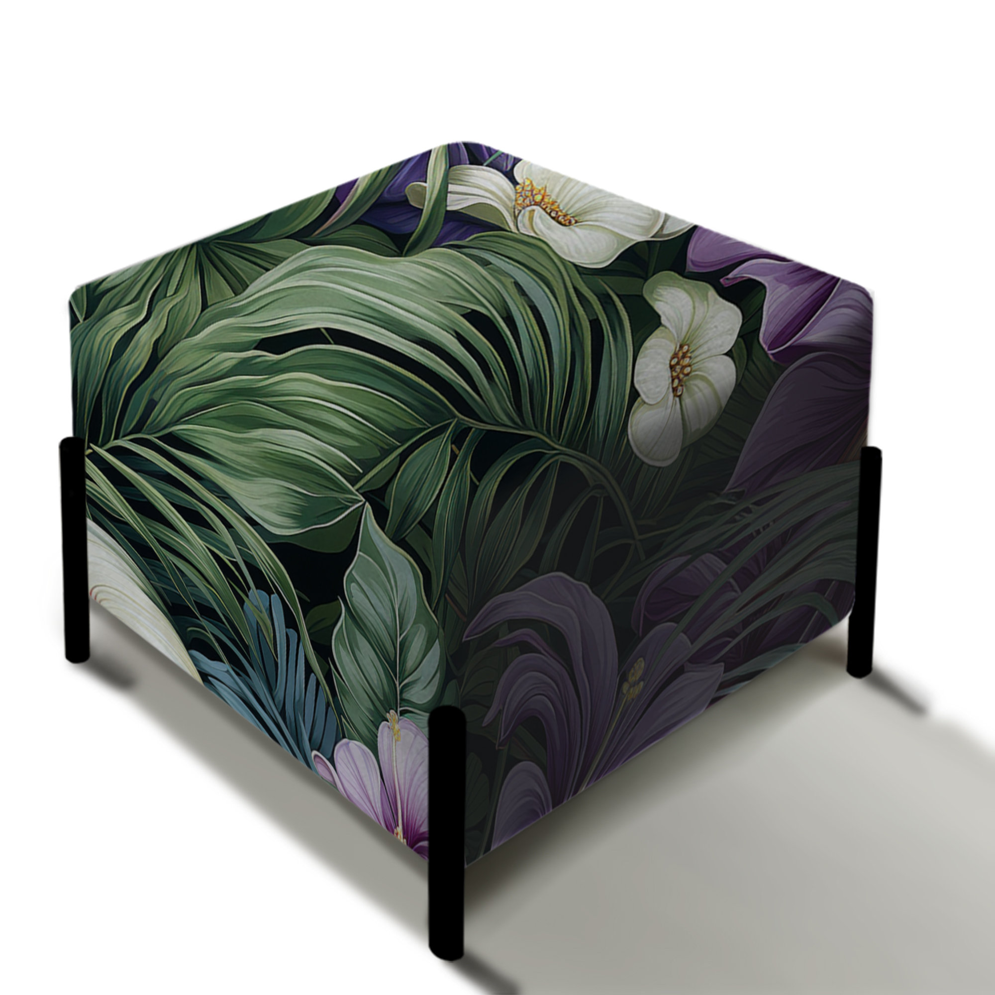 Design Art Palm Enchantment Tropical Pattern - Tropical Square Ottoman ...