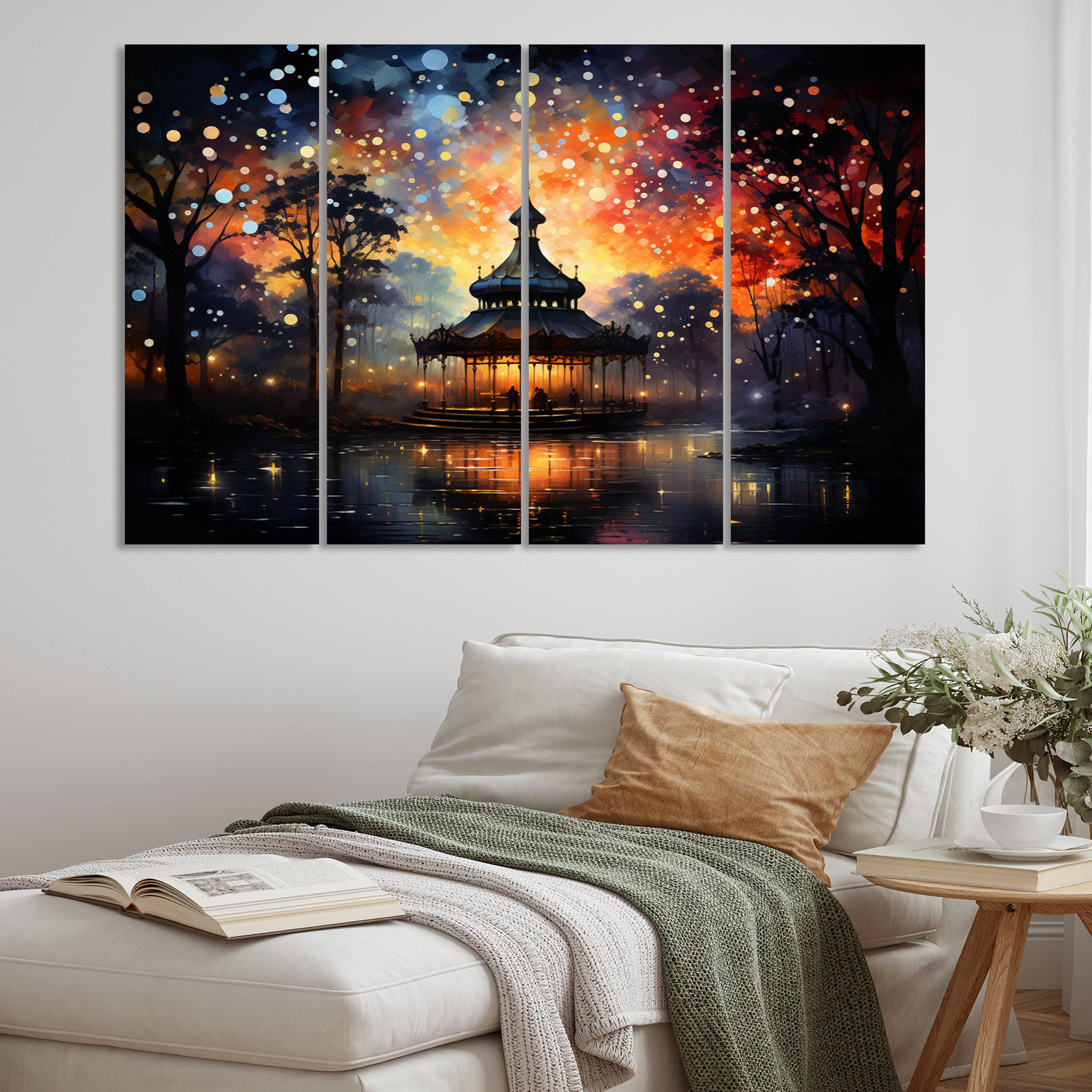 Winston Porter Carousel Pointillism Dot On Canvas 4 Pieces Print | Wayfair