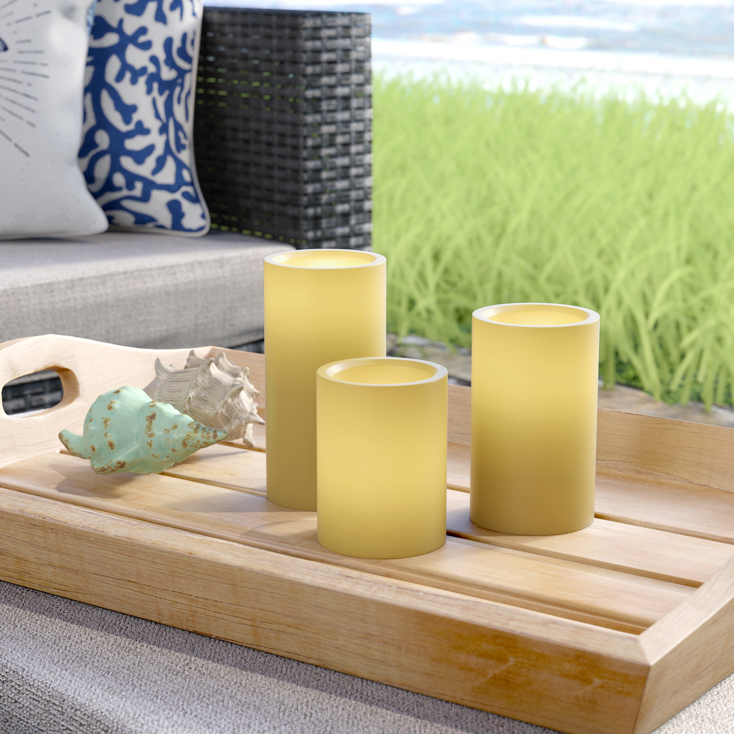 Rosecliff Heights Battery Operated Multifunction Wax LED Candles, Round ...
