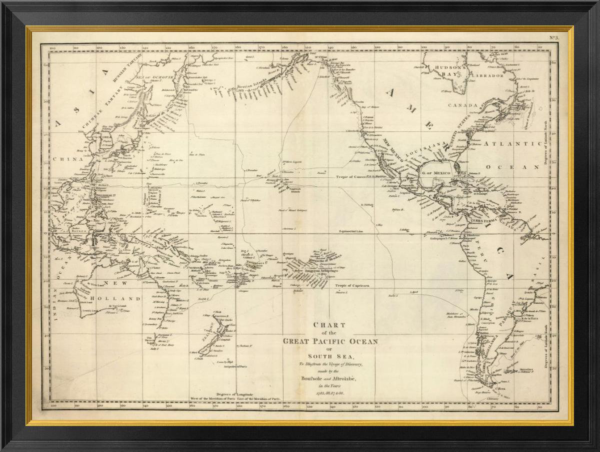 Global Gallery Chart of the Great Pacific Ocean, 1799 by Jean-Francois ...