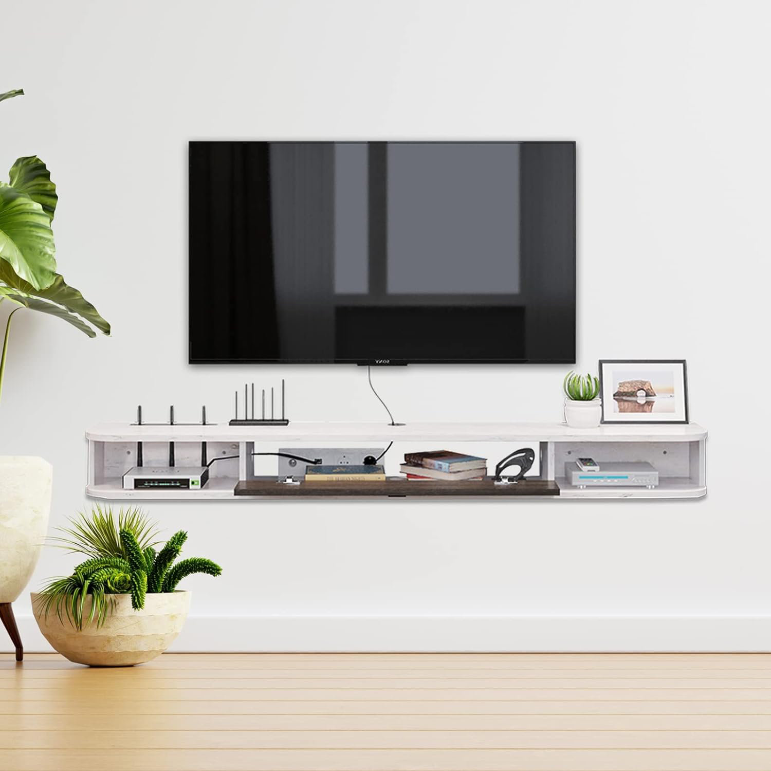 Latitude Run® Floating TV Shelf, Wall Mounted TV Stand Floating TV ...
