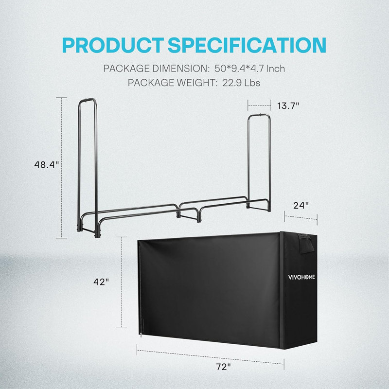 VIVOHOME 6ft Indoor Outdoor Firewood Storage Log Rack with Cover ...