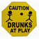World Bazzar Hand Carved Wooden Caution Drunks at Play Road Warning ...