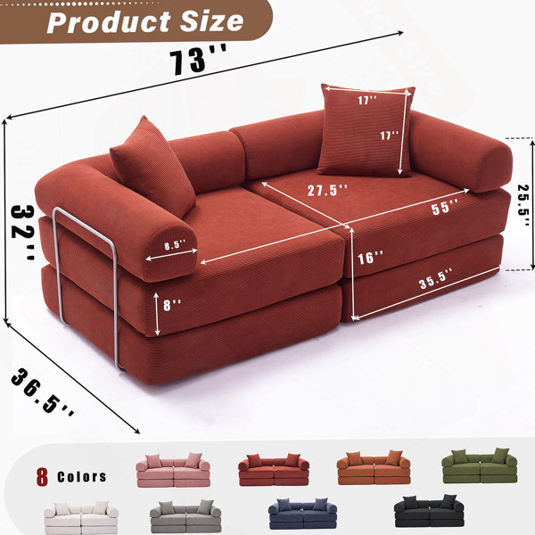 George Oliver Modular Convertible Sofa Bed For Small Spaces, No ...