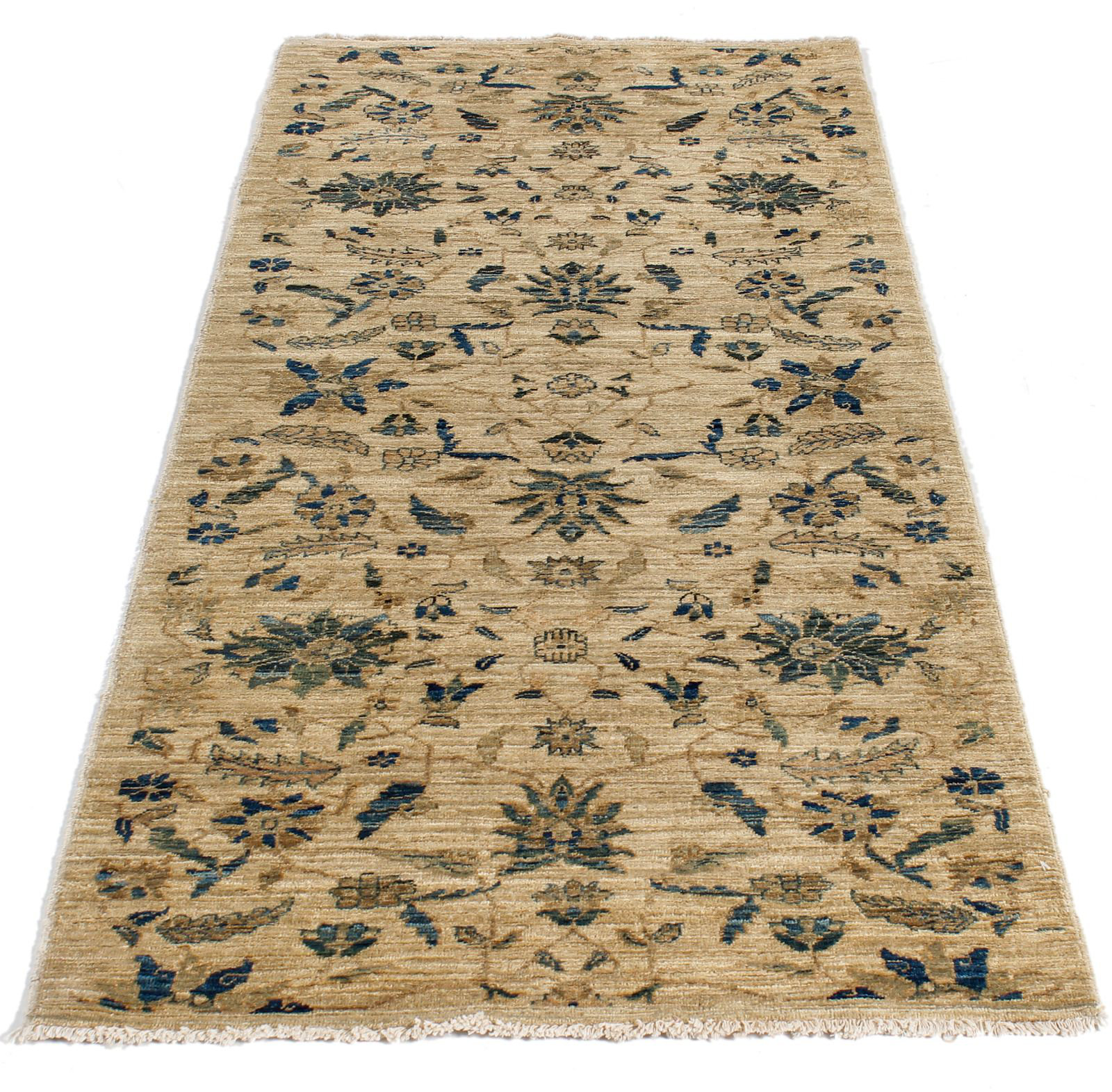 Home and Rugs 3x7 Ivory and Light Blue Traditional Runner | Wayfair