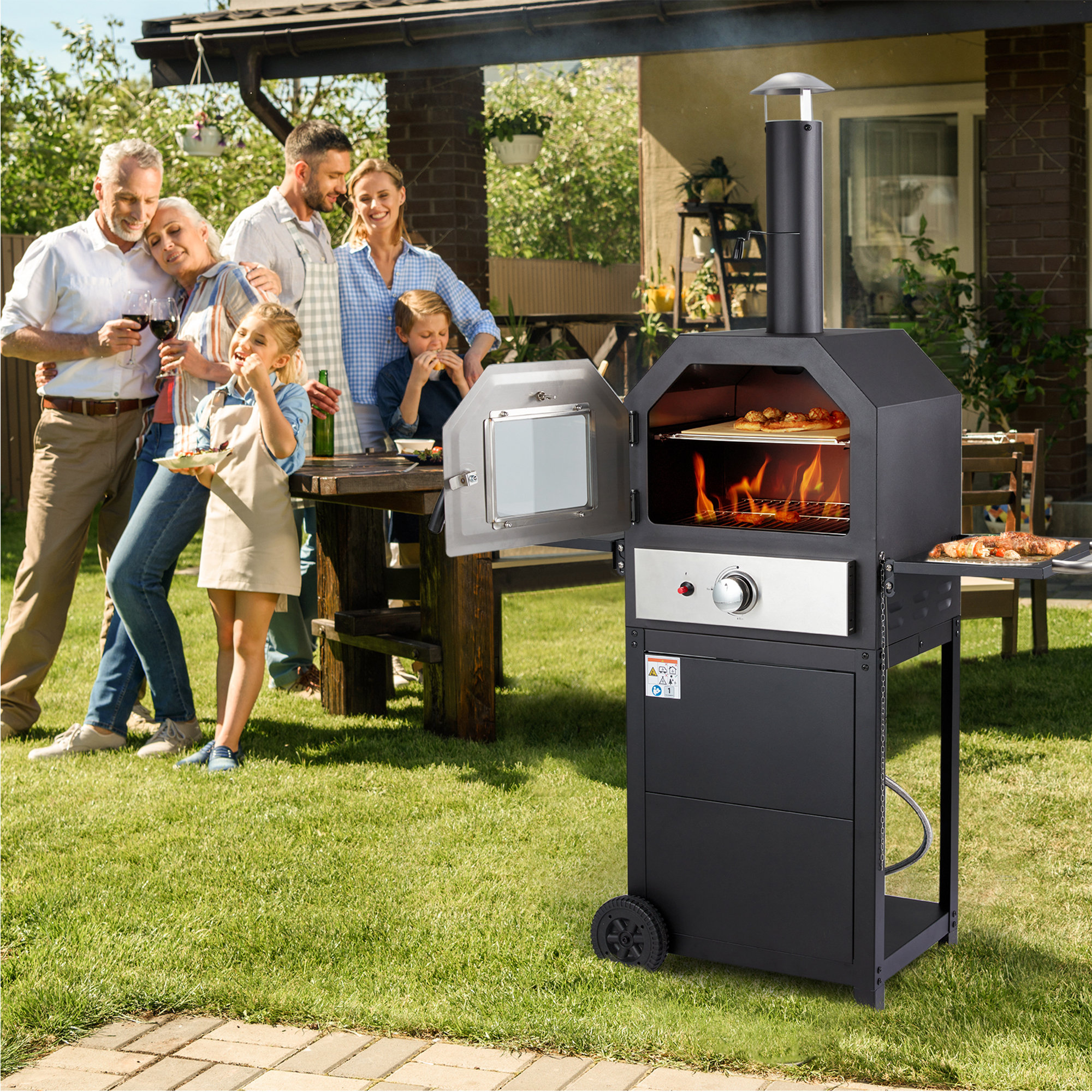 Vicluke Outdoor Portable Propane Gas Pizza Oven with Wheels, Foldable ...