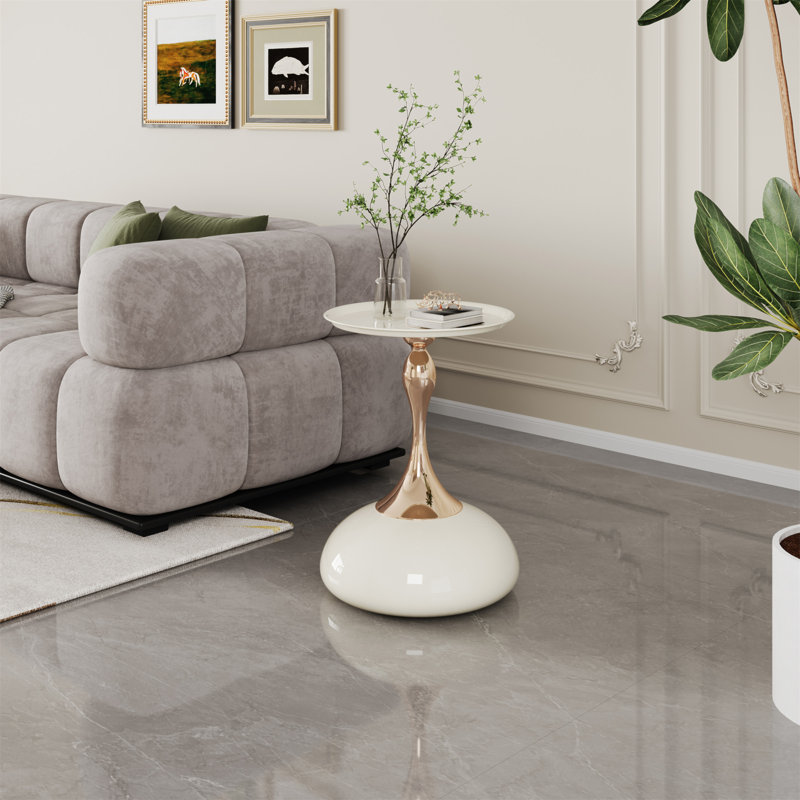 Ebern Designs Fiontan Luxury Design Iron End Table, Minimalist Round ...