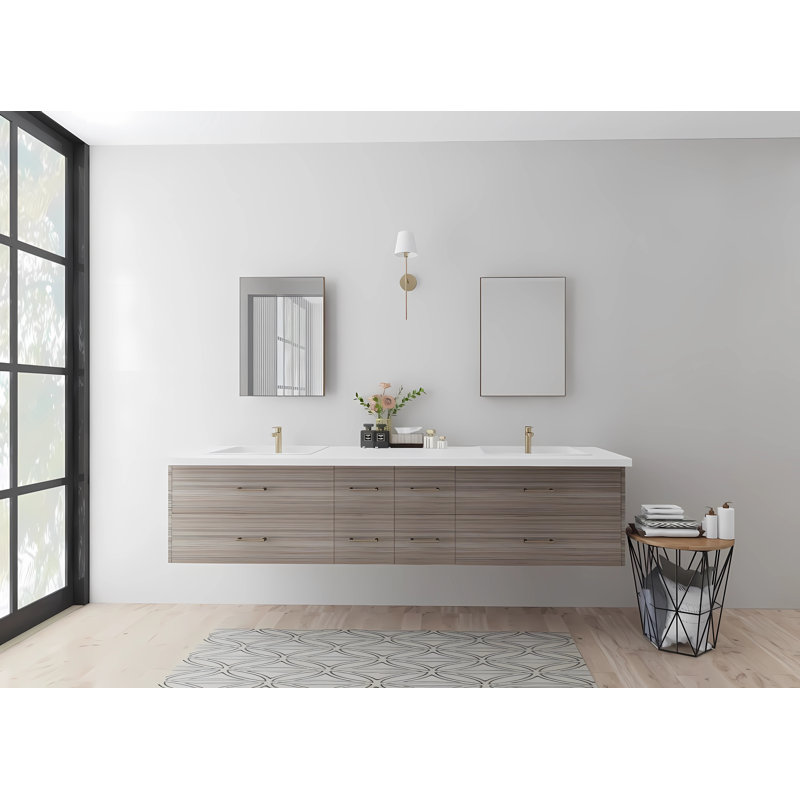 YUDEZIGN Calgary 90.5'' Double Bathroom Vanity Base Only | Wayfair